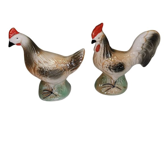 Other | Vintage Ceramic Rooster Hen Figurines Hand Painted Farmhouse ...